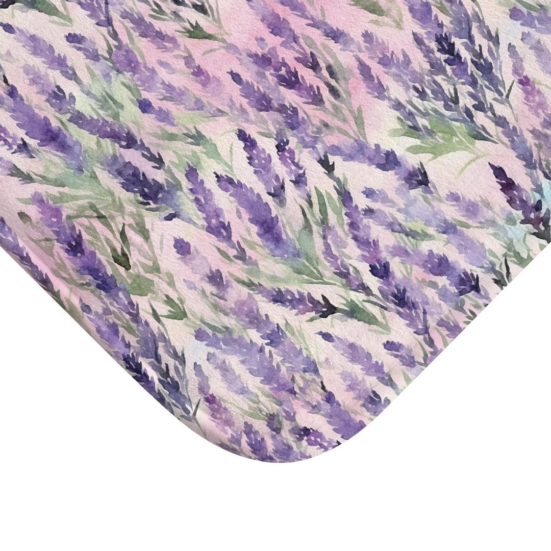 Lavender Fields Bath Mat Purple Bathmat Floral Bath Mat Cute Violet ...