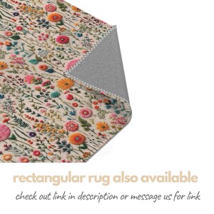 Tiny Wildflower Meadow Round Rug, Cottagecore Round Area Rug Colorful ...