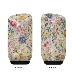 Summer Flower Bloom Shift Knob Cover Faux Embroidery, Boho Floral Car ...