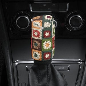 Granny Squares Shift Knob Cover for Women, Faux Crochet Car Shifter ...