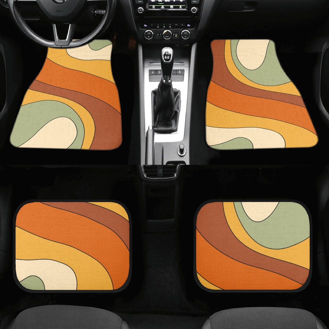 Retro Groovy Curve Car Mats Set, 60s Car Floor Mats, 70s Car Mats for ...