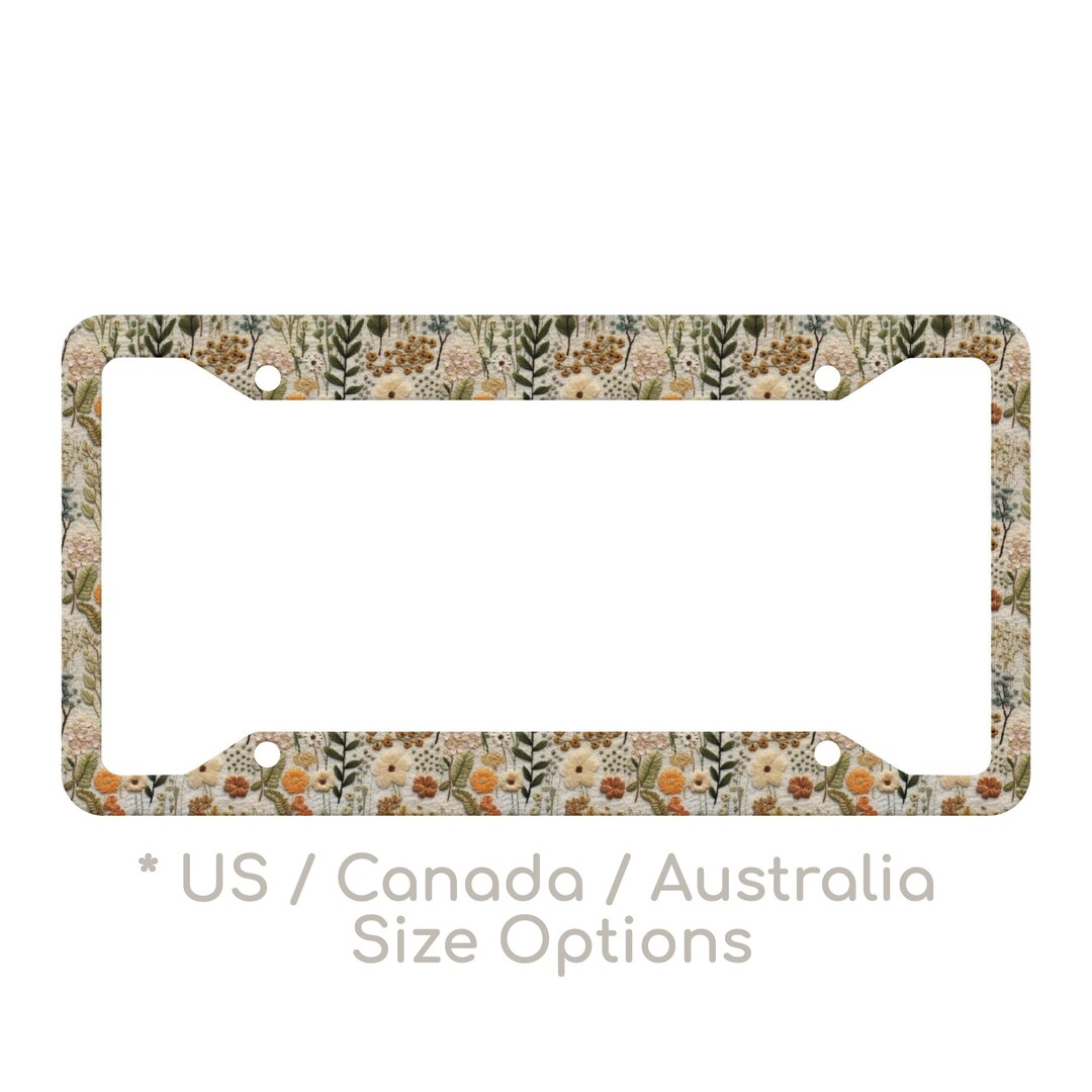 Cottagecore Flower Meadow License Plate Frame Cute, Green Floral ...