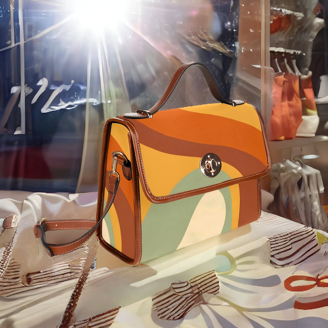 Retro Groovy Handbag Vegan Leather Crossbody Satchel Bag Retro, 70s ...
