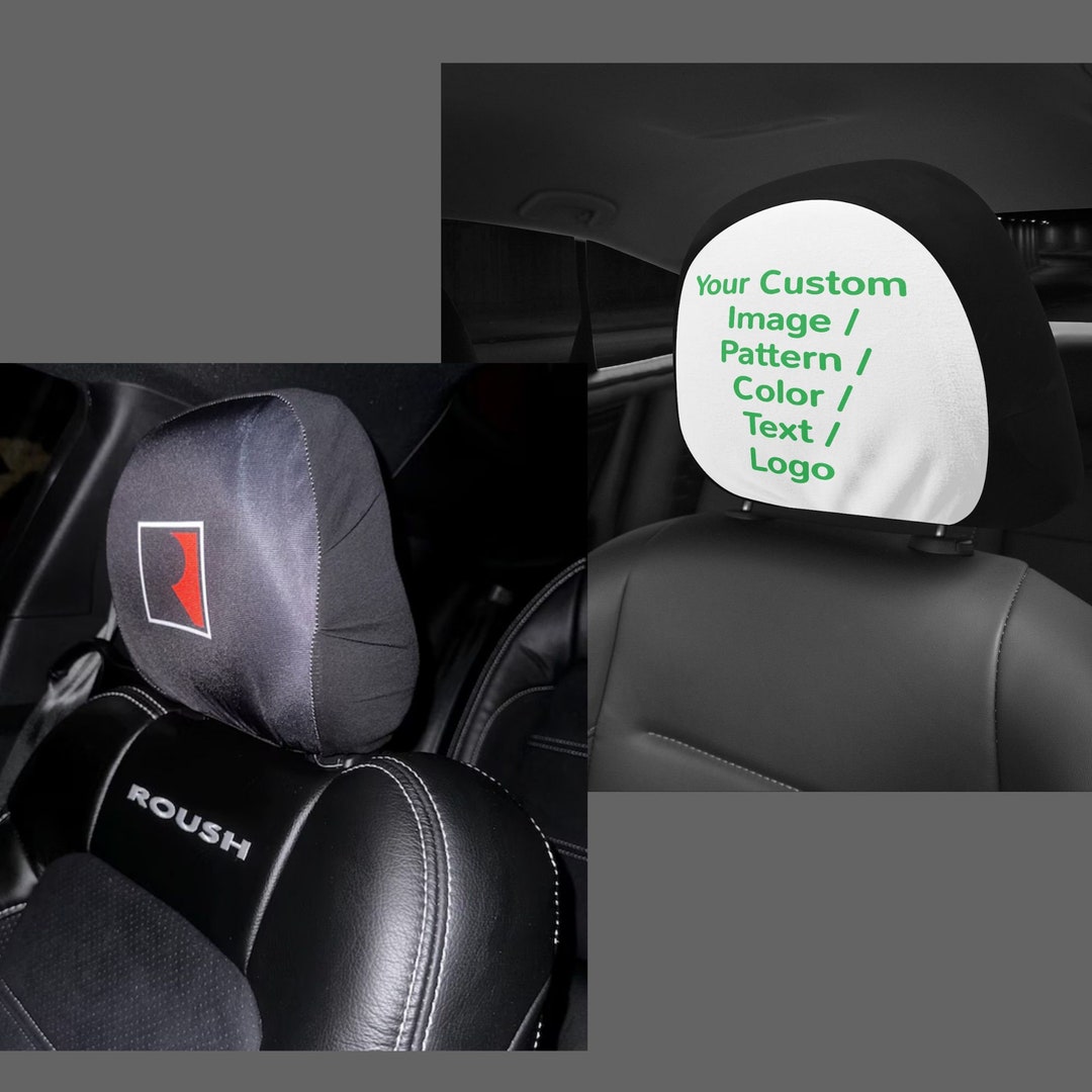 Car Headrest Covers Personalizable, Customized Headrest Cover ...