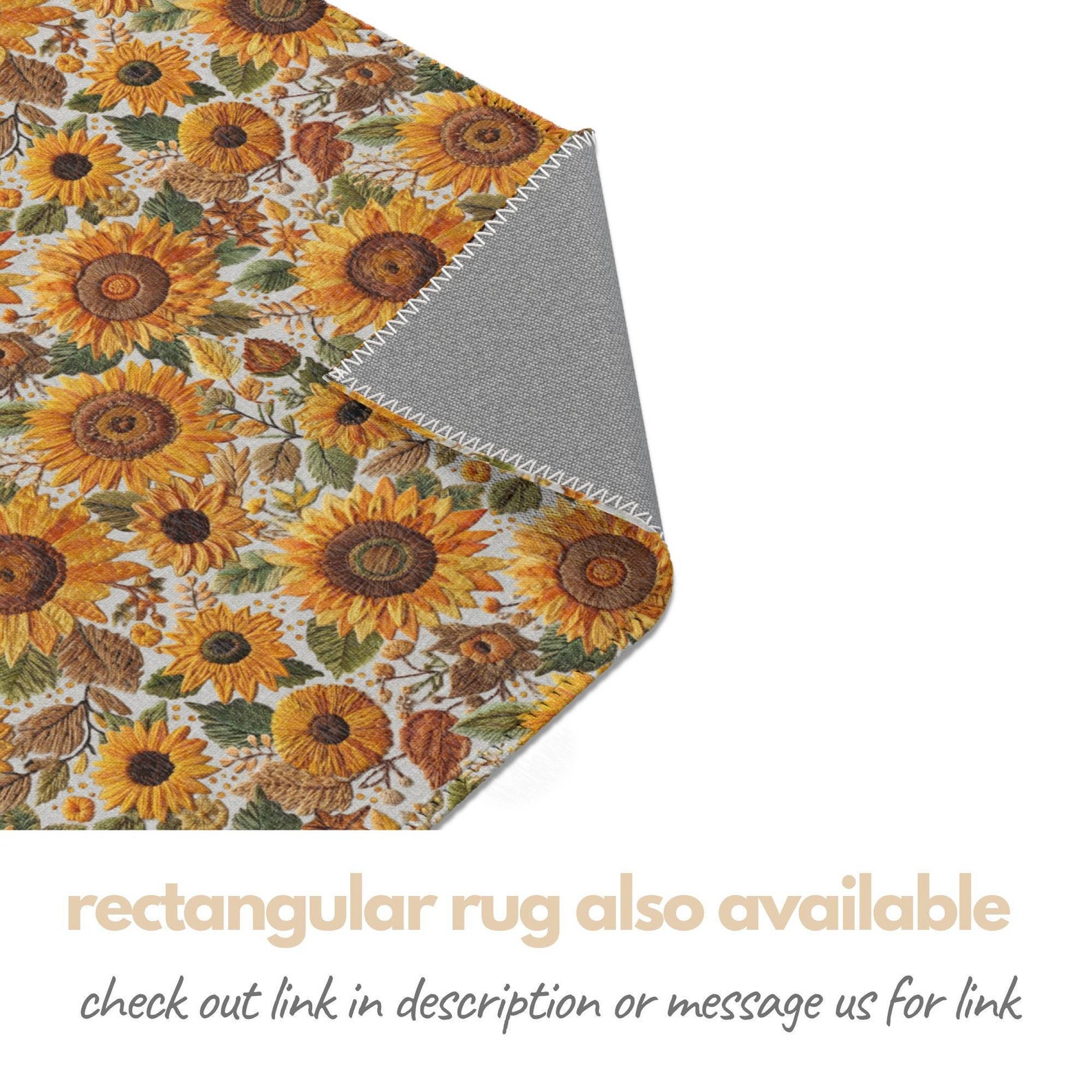 Sunflower Meadow Round Rug, Cottagecore Round Area Rug Colorful, Boho ...