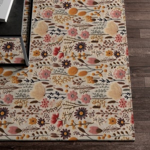 Woodland Wildflowers Rug, Colorful Floral Area Rug, Cottagecore Floor ...