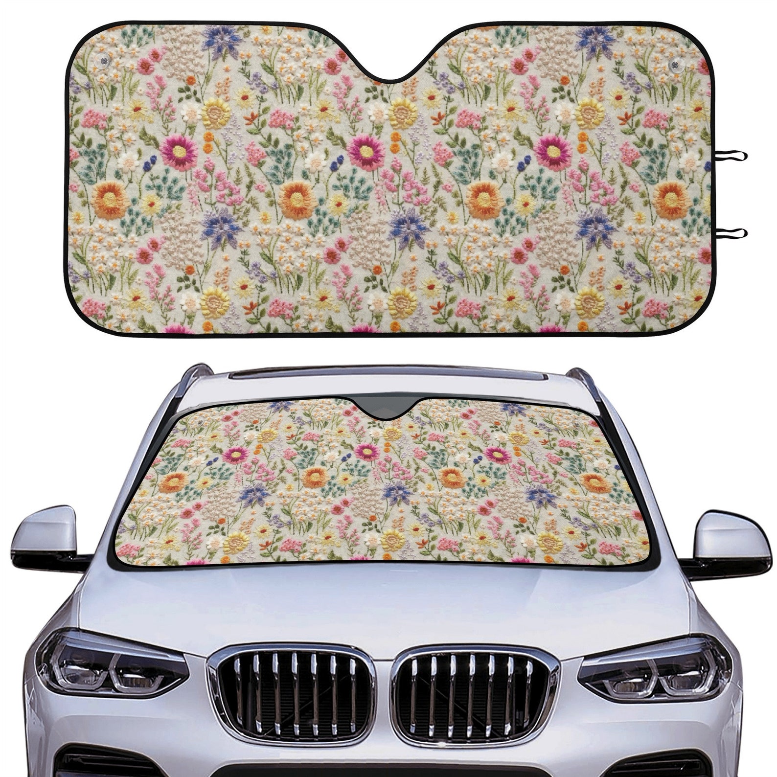 Summer Flower Bloom Sunshade for Car, Floral Windshield Sun Shade, Sun ...