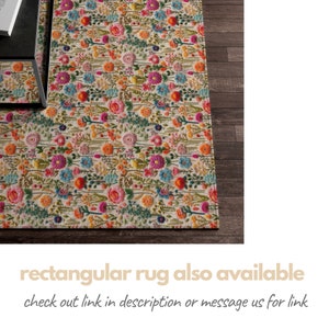 Rainbow Flower Meadow Rug, Colorful Round Rug, Wildflower Round Area ...