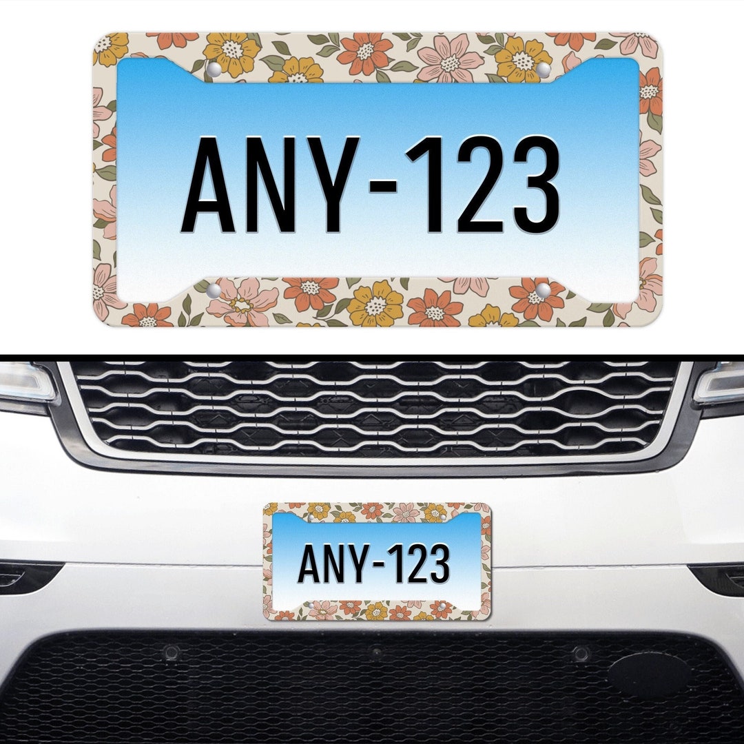 Cottagecore Flower License Plate Frame Cute, Beige License Plate Frames ...