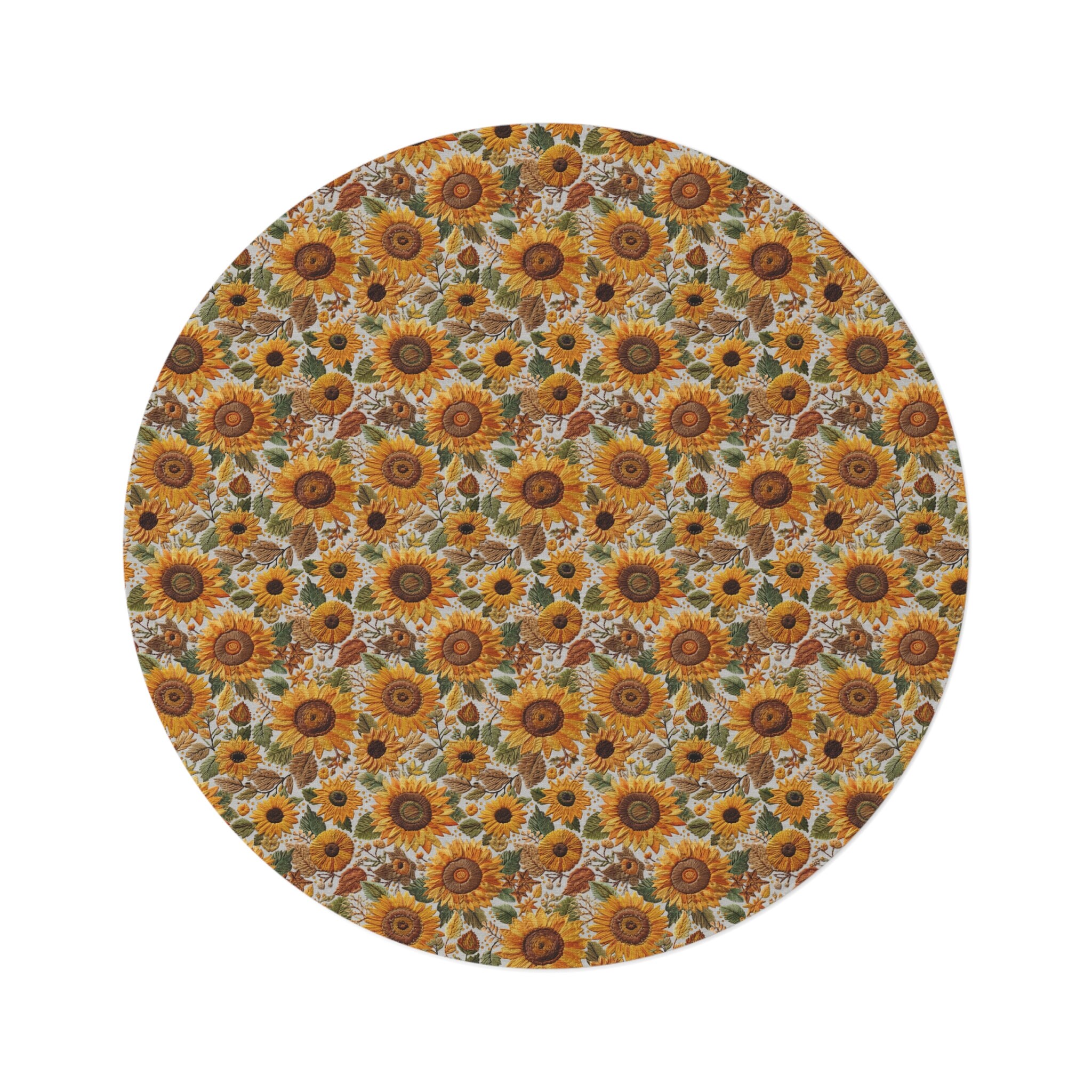 Sunflower Meadow Round Rug, Cottagecore Round Area Rug Colorful, Boho ...