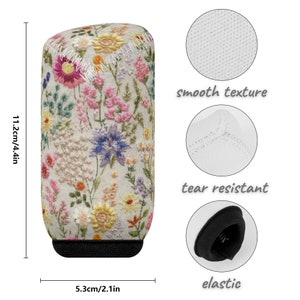 Summer Flower Bloom Shift Knob Cover Faux Embroidery, Boho Floral Car ...