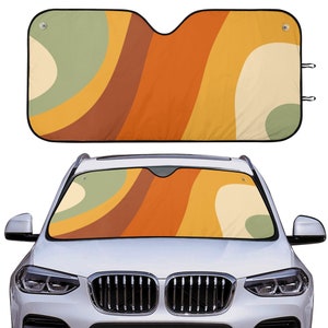Retro Groovy Windshield Sun Shade, Burnt Orange Windshield Sunshade ...