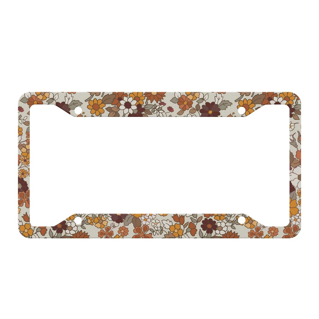 Retro Flower Garden License Plate Frame, Cute License Plate Frames for ...