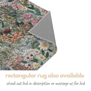 Turquoise Flower Meadow Round Rug, Floral Round Area Rug, Wildflower ...