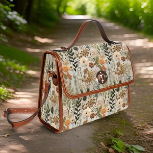 Cottagecore Flower Meadow Satchel Bag, Cute Handbag Vegan, Canvas ...
