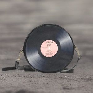 Vinyl Record Handbag Crossbody Round Bag Vegan Leather Purse Small, 7 ...