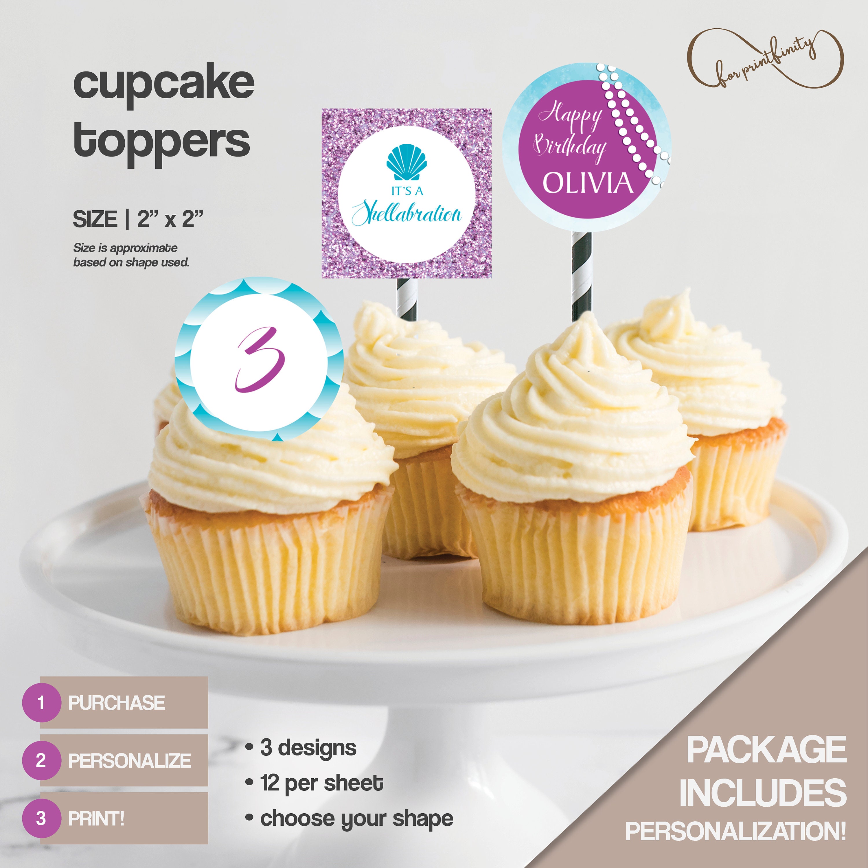 Custom Mermaid Shellabration Theme Birthday Party Decorations, Digital ...