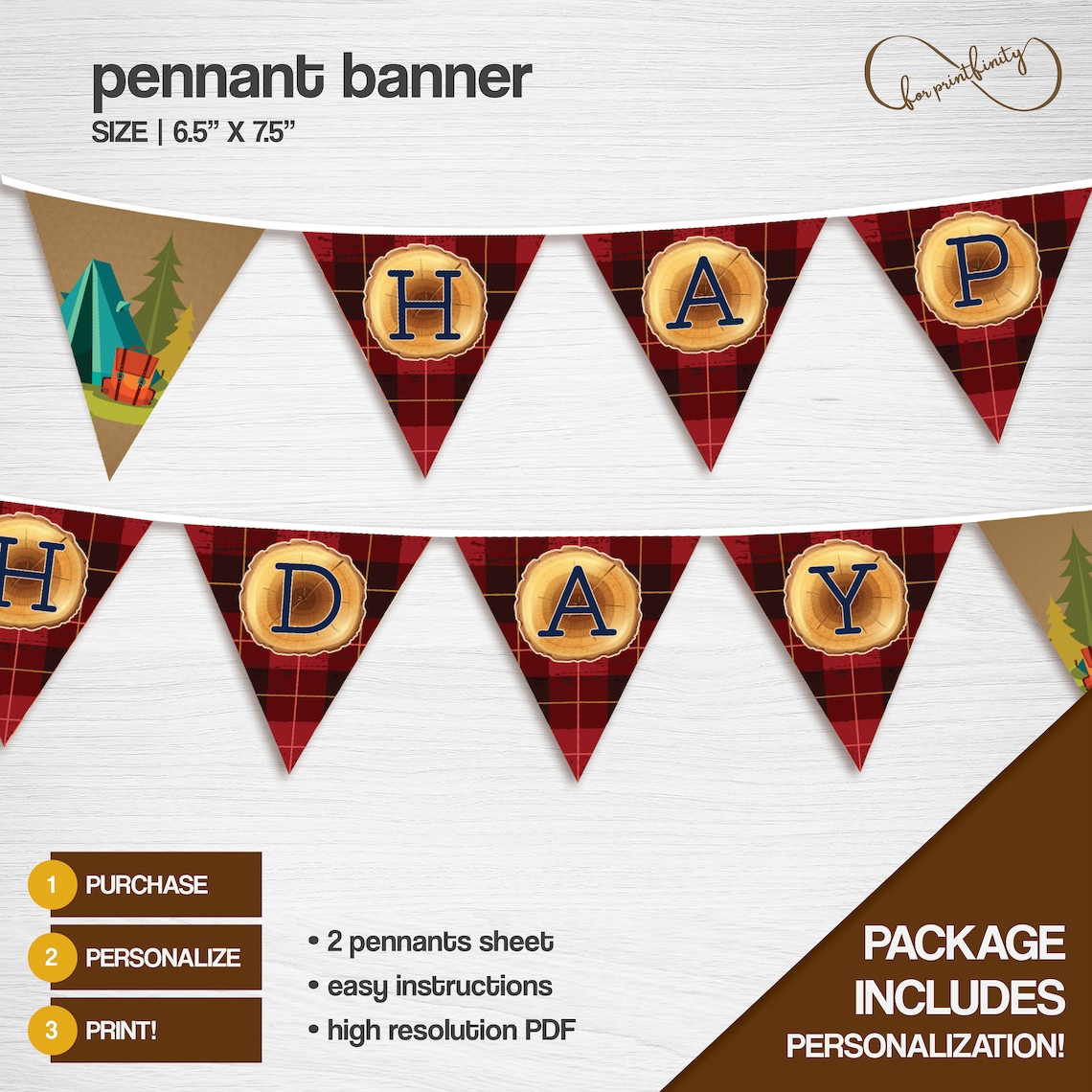 Custom One Happy Camper Theme Birthday Party Decorations, Digital ...