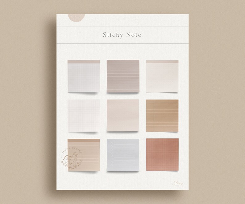Digital Planner Stickers Set - Minimal Neutral Color Sticky Note ...