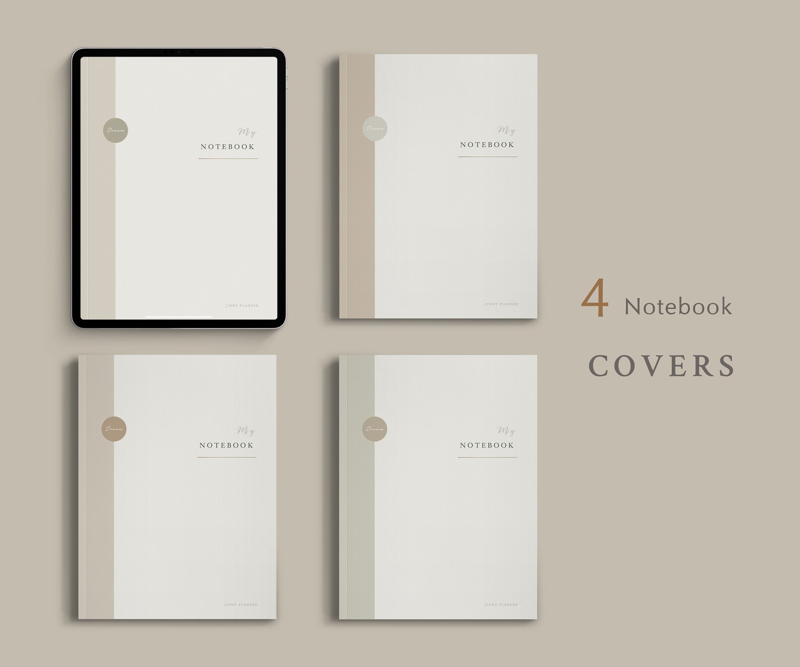 Digital Notebook - Cream Beige Color, Goodnotes Notability, Cornell Dot ...