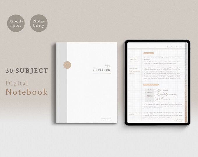 Digital Notebook 30 Subjects, for Goodnotes and Notability, Cornell Dot ...