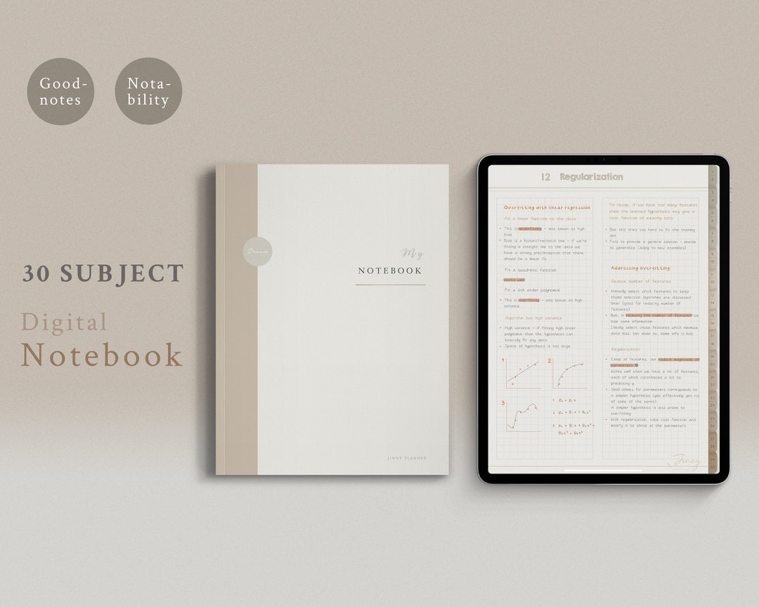 Digital Notebook - Cream Beige Color, Goodnotes Notability, Cornell Dot ...