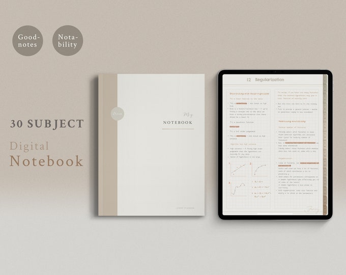Digital Notebook - Cream Beige Color, Goodnotes Notability, Cornell Dot ...