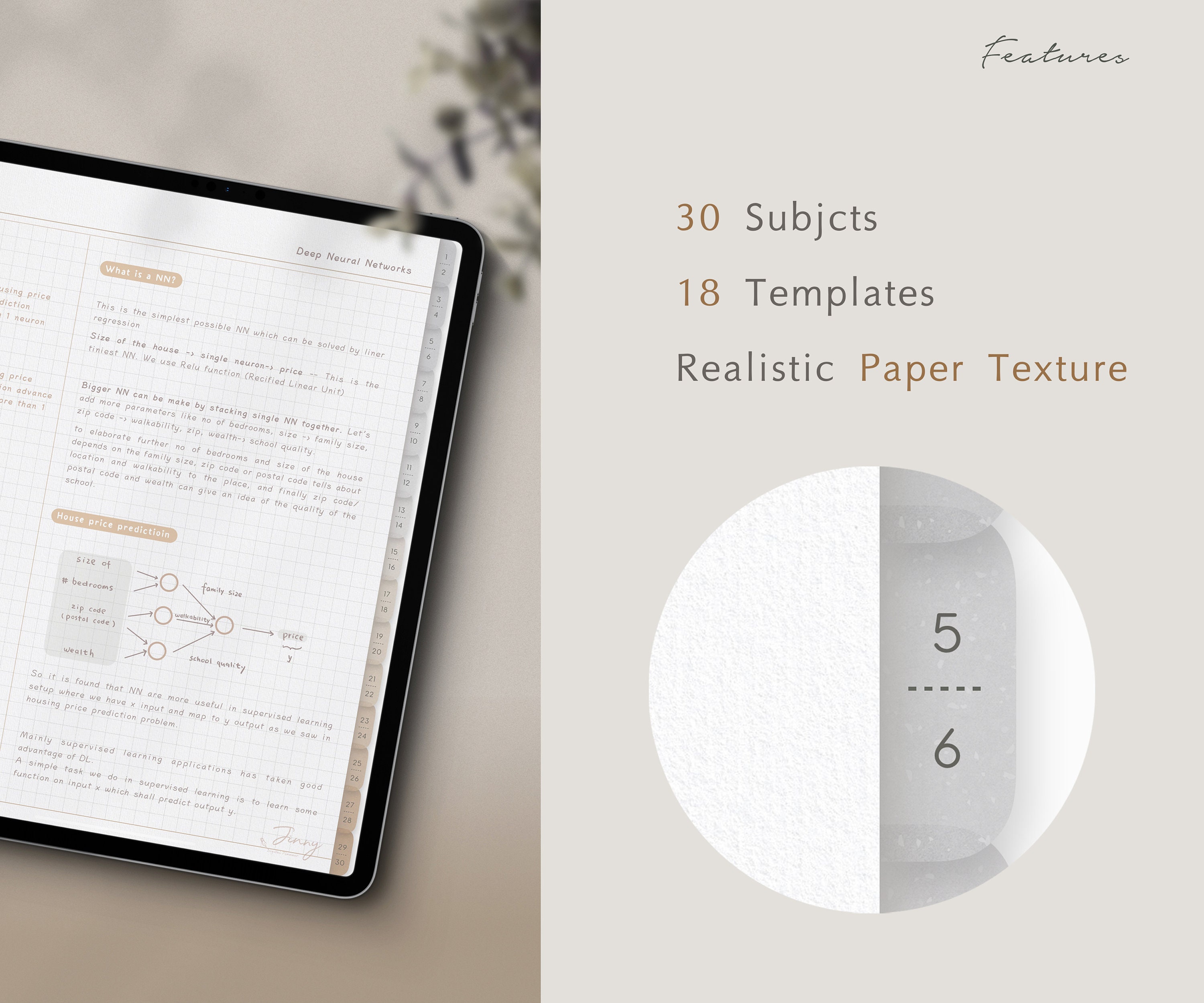 Digital Notebook - 30 Subjects, for Goodnotes and Notability, Cornell ...
