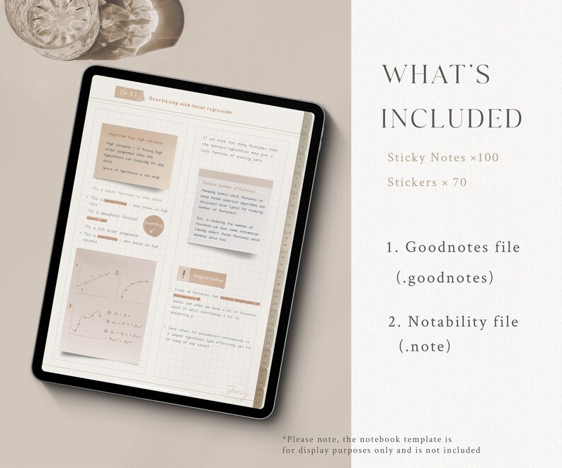 Digital Planner Stickers Set - Minimal Neutral Color Sticky Note ...