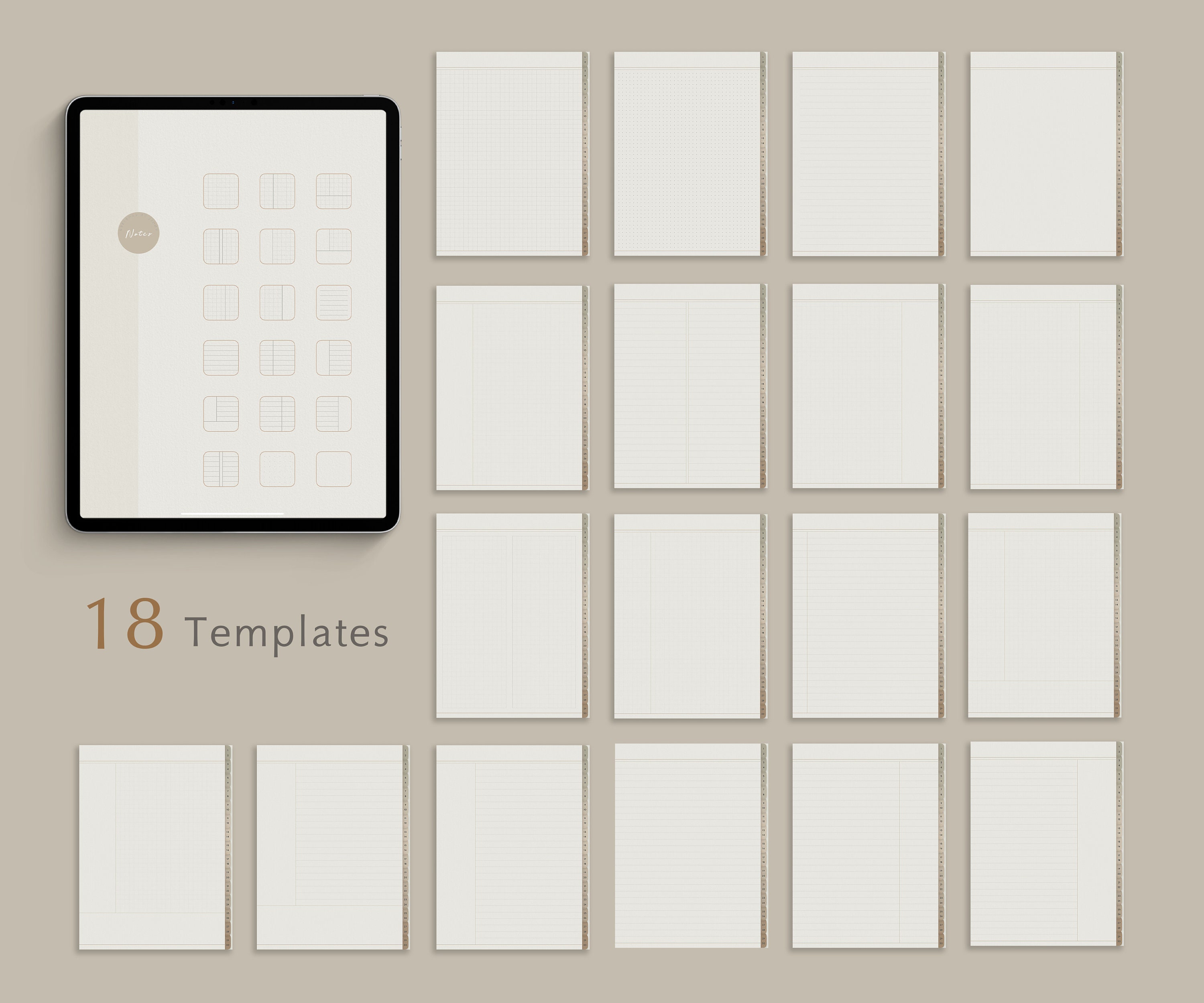 Digital Notebook - Cream Beige Color, Goodnotes Notability, Cornell Dot ...