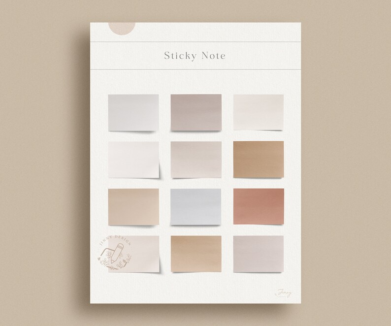 Digital Planner Stickers Set - Minimal Neutral Color Sticky Note ...