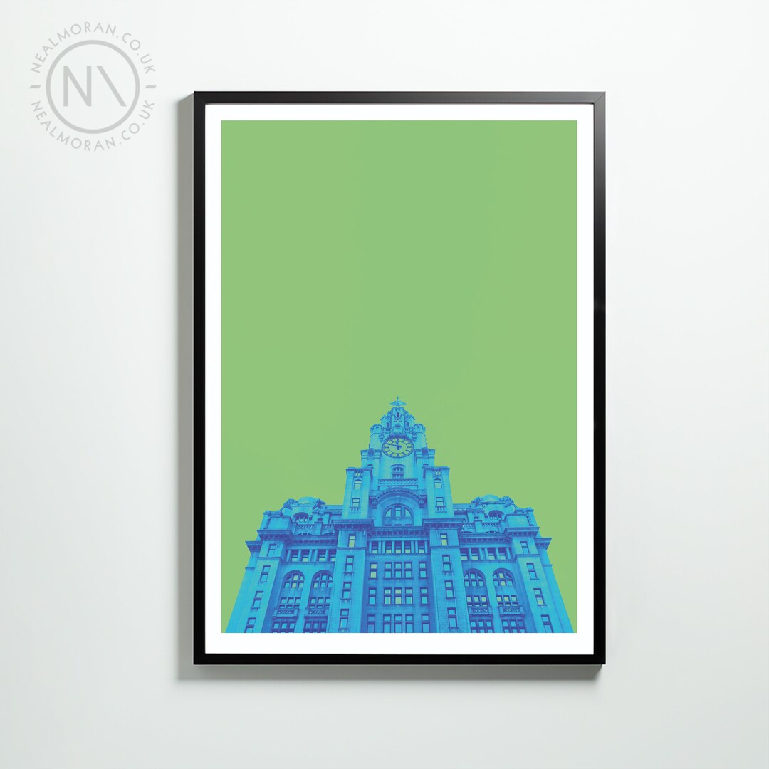 Royal Liver Building Print – Blue and Green Duotone Wall Art - Etsy