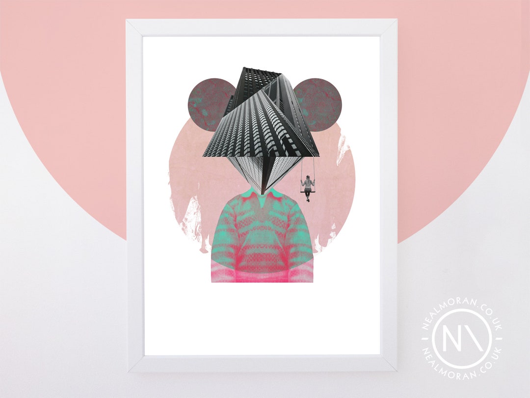 Metal Mickey Wall Art Print Digital Collage a Surreal Figure With ...