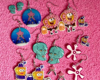 Jewellery Earrings Spongebob TNMT Cartoon Collage 14MM Kawaii Kitsch ...