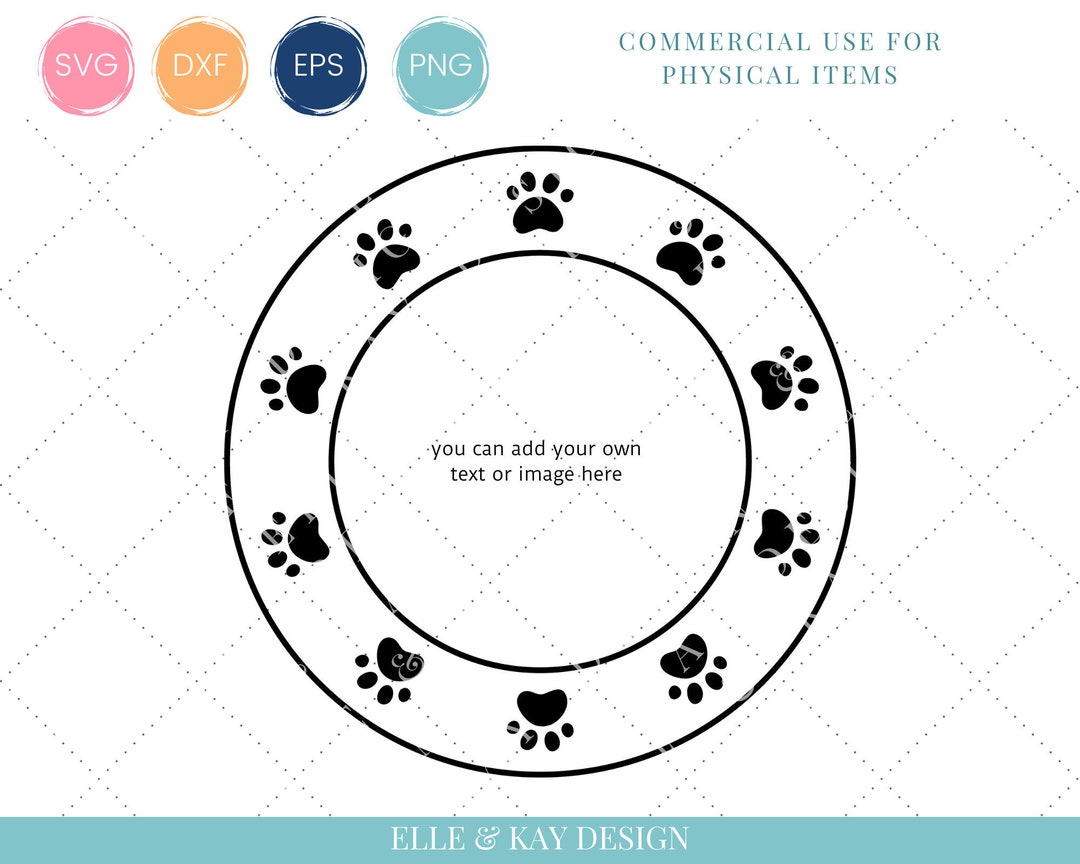 Dog Paw Print Frame SVG Dog Paw Monogram Svg Paw Print Circle Frame Png ...