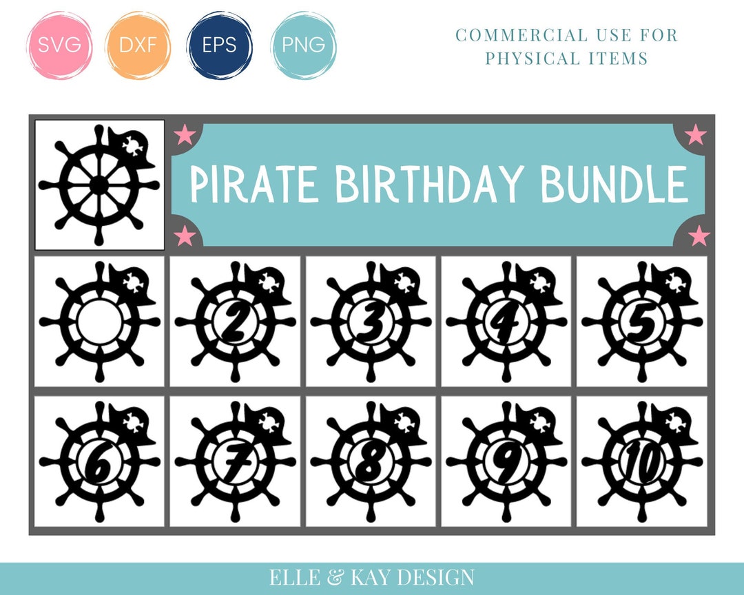 Svg for Pirate Birthday Cake Topper SVG Pirate Themed Party - Etsy UK
