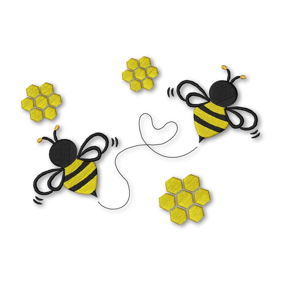 Flying Bee With Honeycomb Embroidery Designs Machine Instant | Etsy