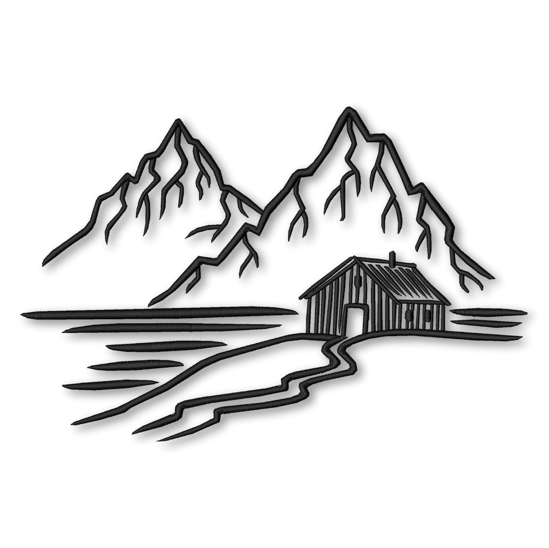 Cabin in Mountains Embroidery Designs Machine Instant Digital Download ...