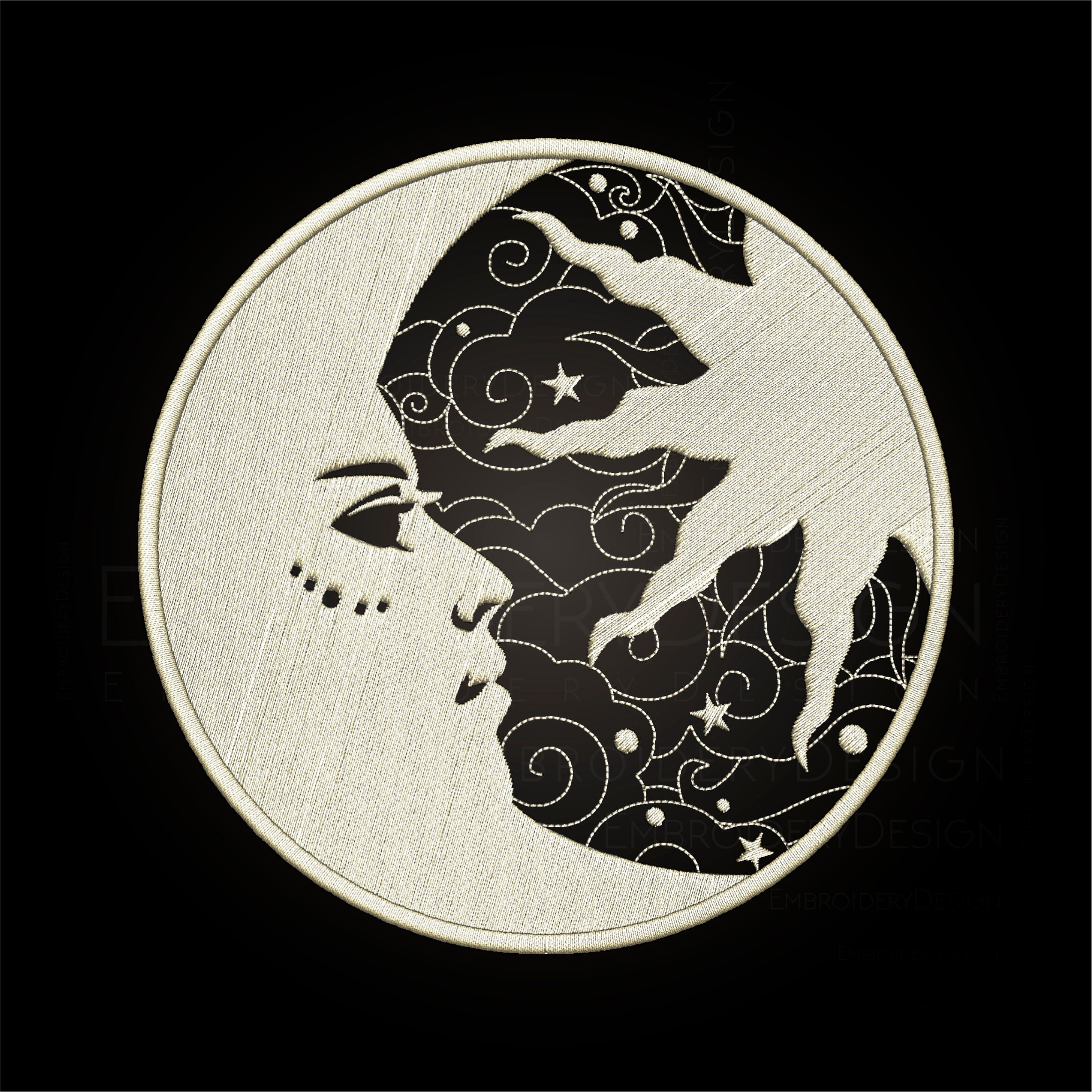 Moon and Sun Circle Embroidery Designs Machine Instant Digital - Etsy