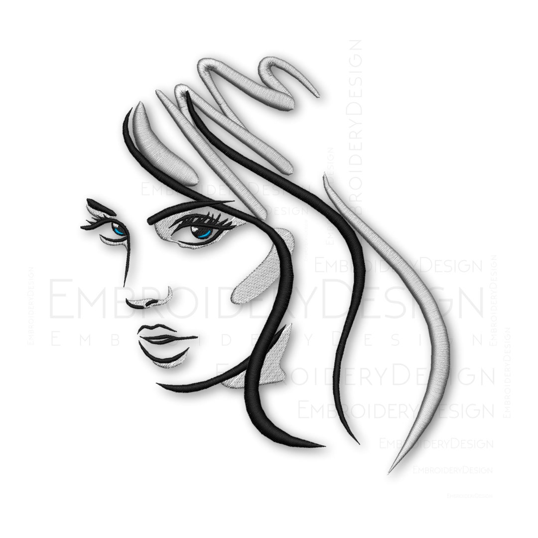 Beauty Girl Face Embroidery Designs Machine Instant Digital Download ...