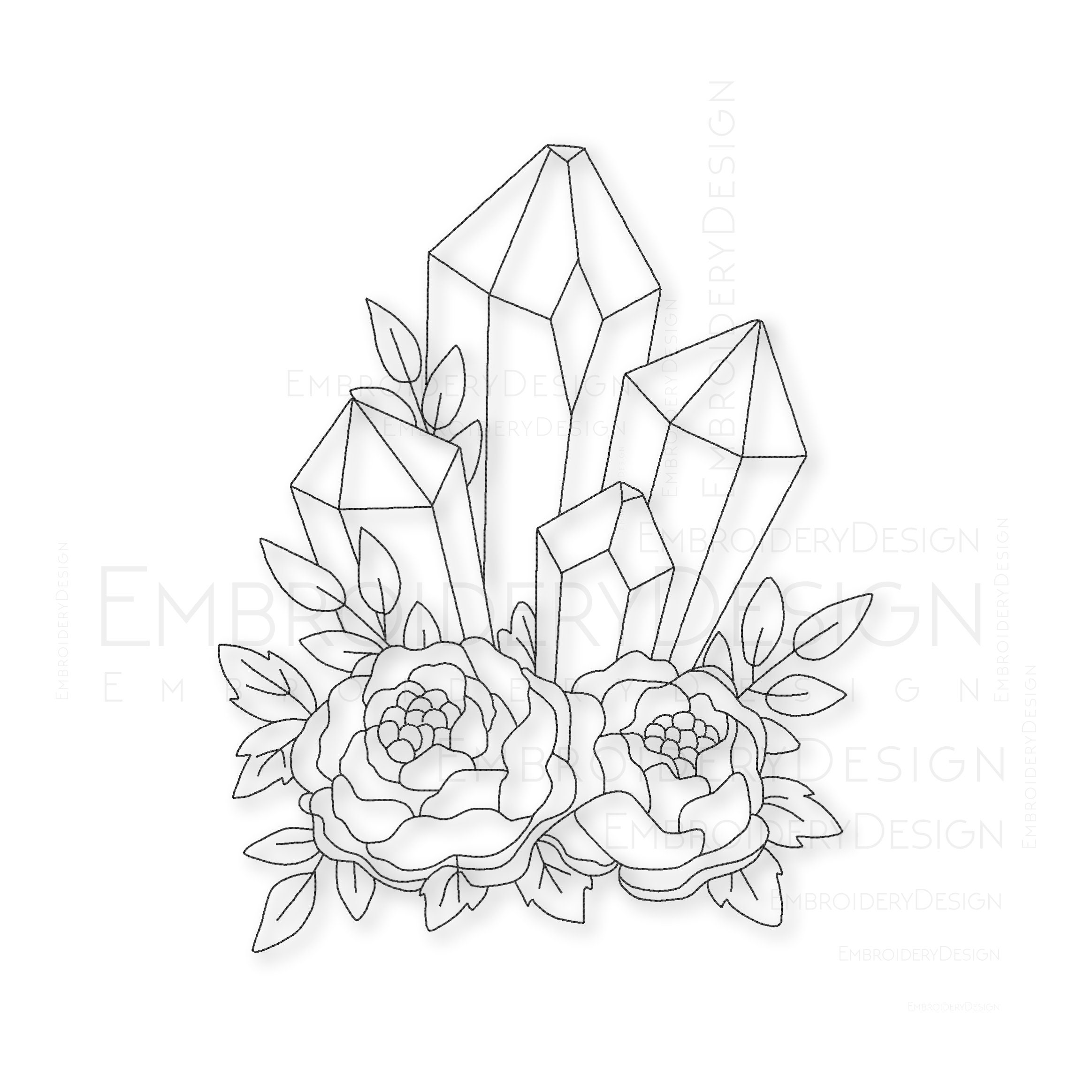 Crystal Flower Embroidery Designs Machine Instant Digital | Etsy