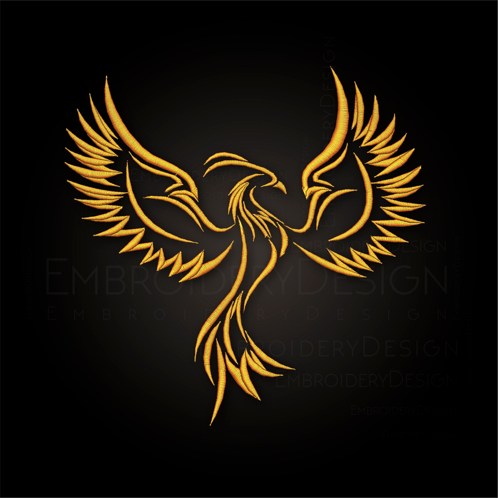 Phoenix Bird Embroidery Designs Sketch Machine Instant Digital - Etsy