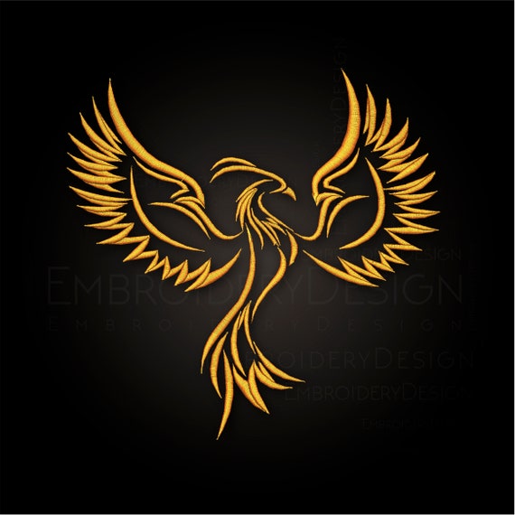 Phoenix Bird Embroidery Designs Sketch Machine Instant Digital - Etsy