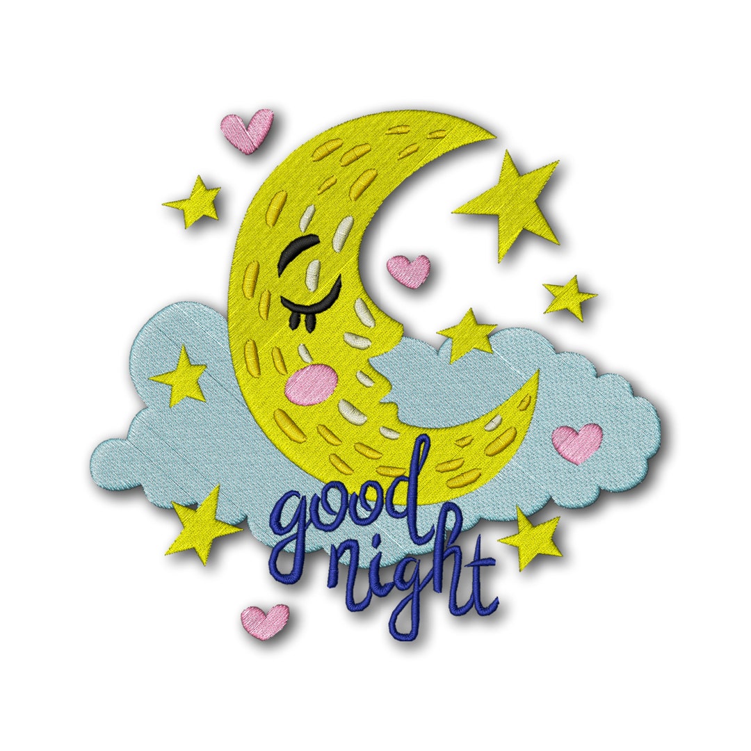 Good Night Sleep Moon Embroidery Designs Machine Instant Digital ...