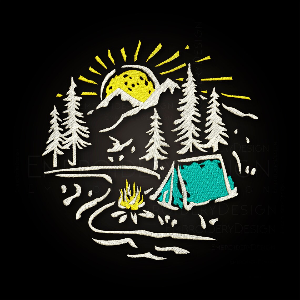 Camping Landscape Embroidery Designs Machine Instant Digital - Etsy