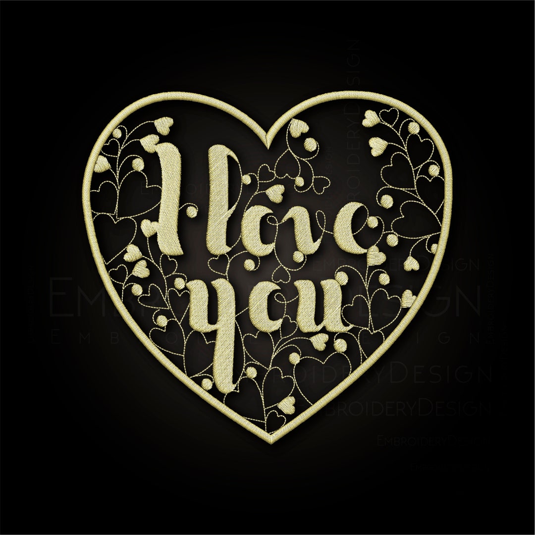 I Love You Heart Embroidery Designs Machine Instant Digital Download ...