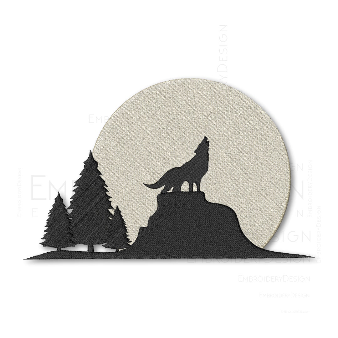 Wolf Moon Embroidery Designs Machine Instant Digital Download Pes Hus ...