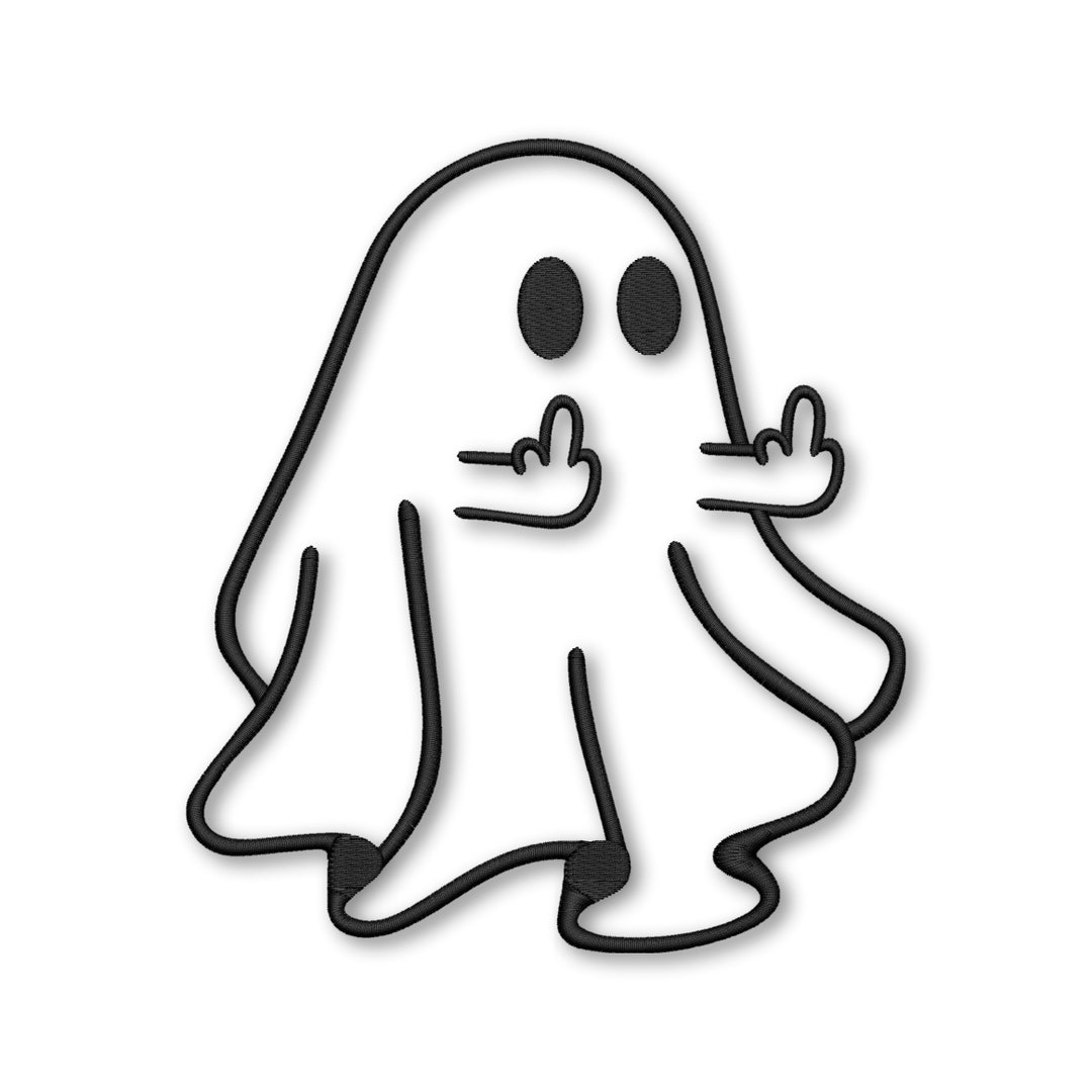 Ghost Middle Finger Embroidery Designs Sketch Machine Instant Digital ...