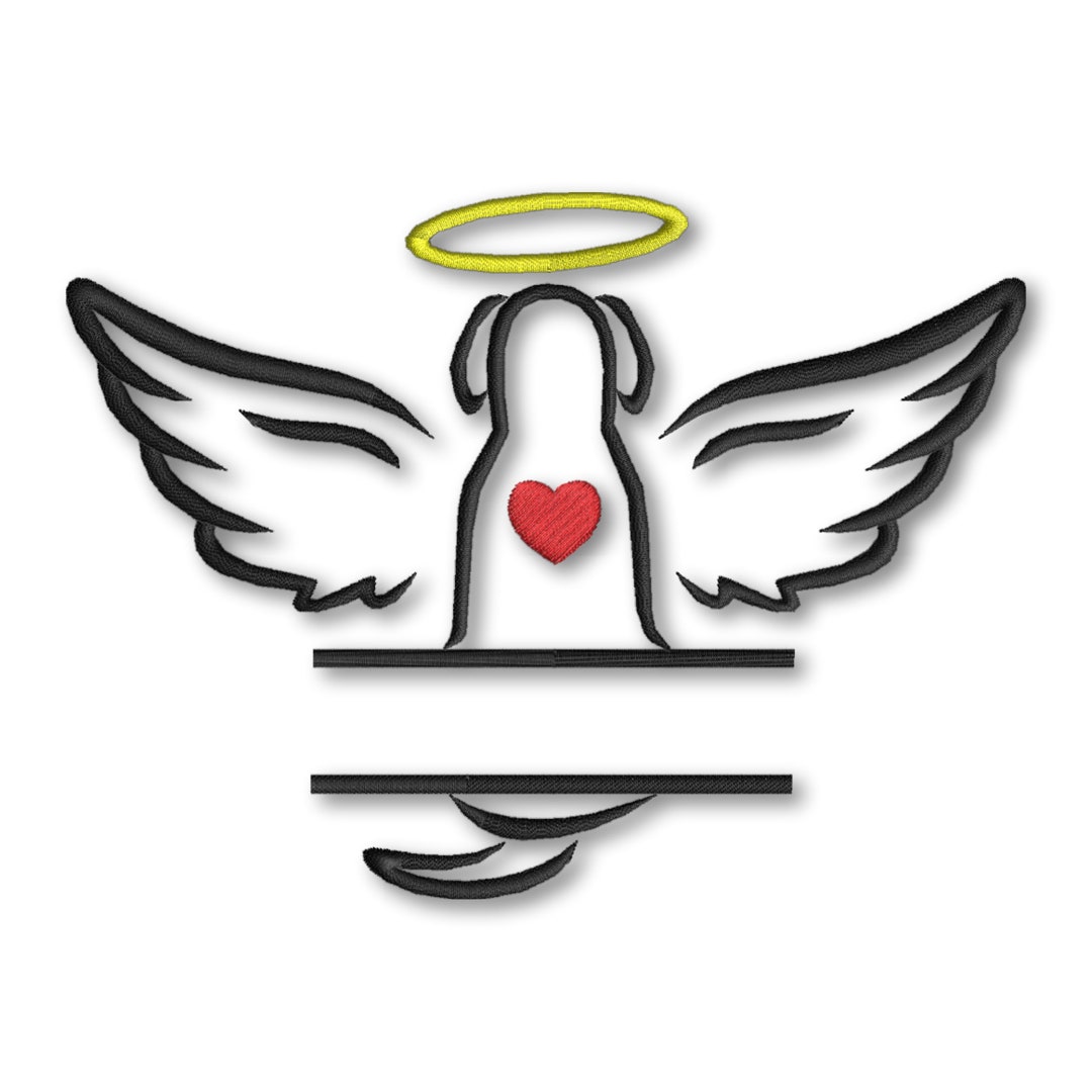 Pet Dog Memorial Angel Wings Loss Embroidery Designs Sketch Machine ...