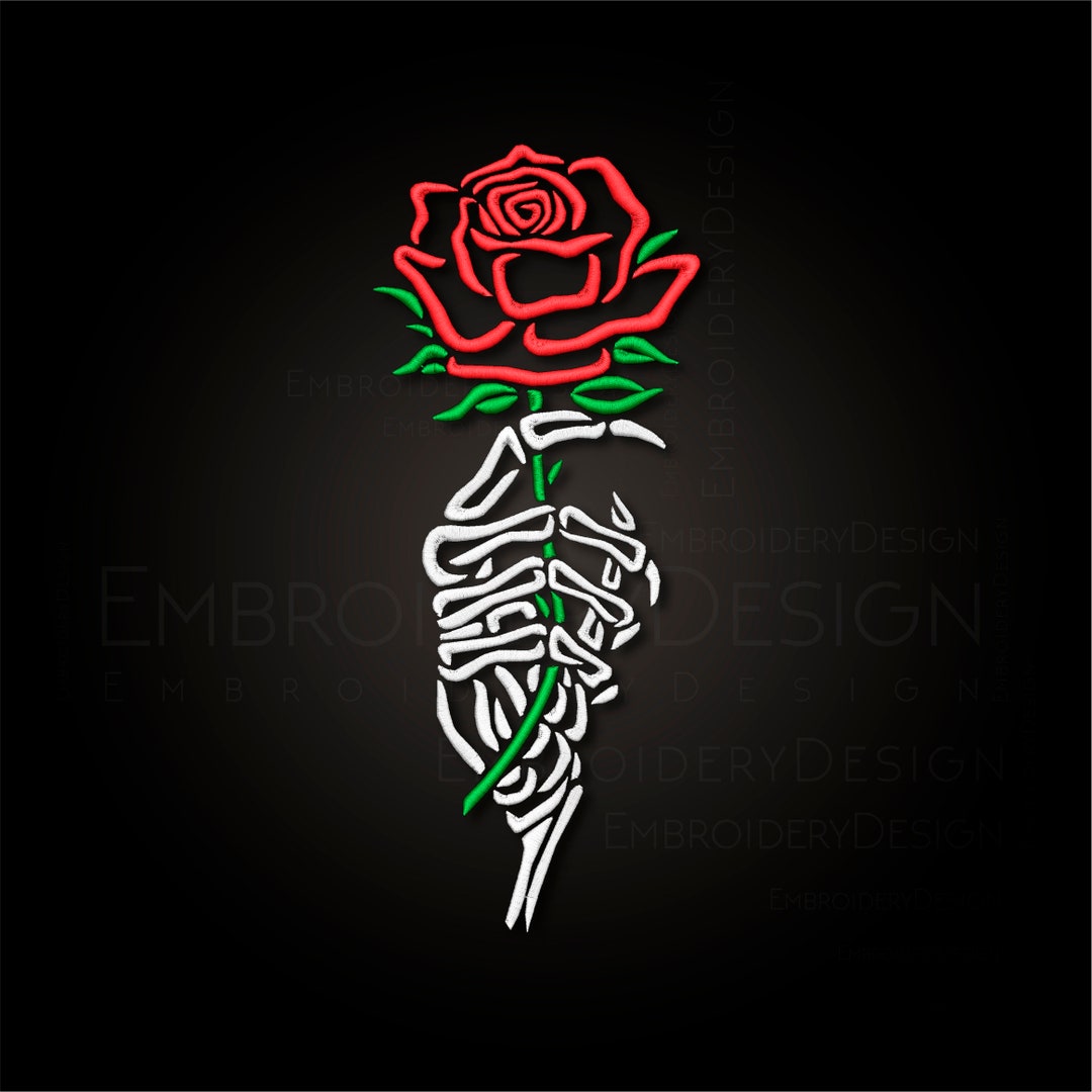 Skeleton Hand Rose Embroidery Designs Machine Instant Digital Download ...